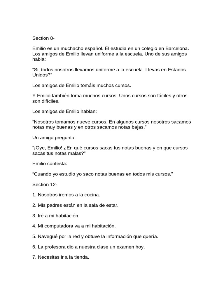 Vida escolar de Emilio en Barcelona | PDF