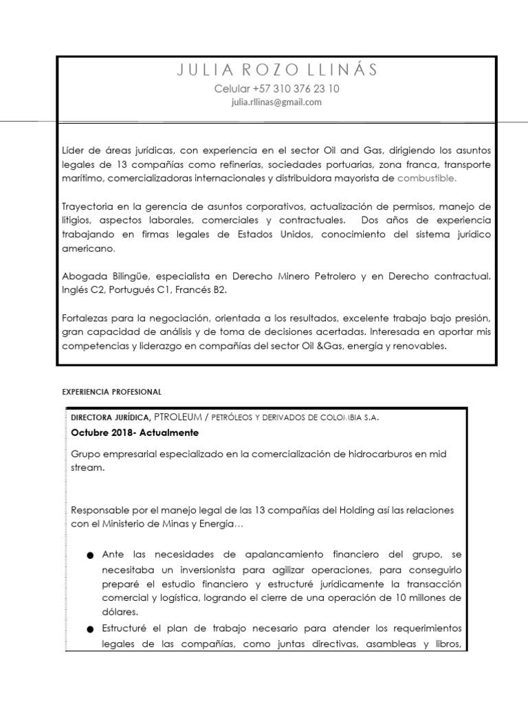 MODELO HV CON EXPERIENCIA | PDF | Colombia | Bogotá