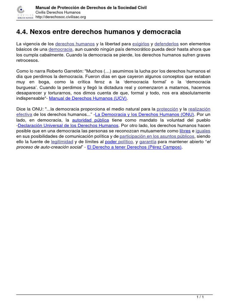 4 4 Los Nexos Entre Derechos Humanos y Democracia | PDF | Democracia | Ideologías políticas