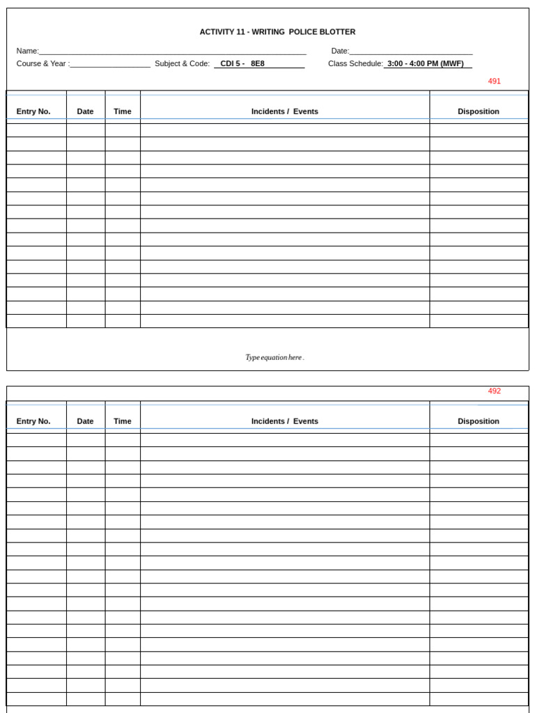 POLICE-BLOTTER-FORMAT | PDF