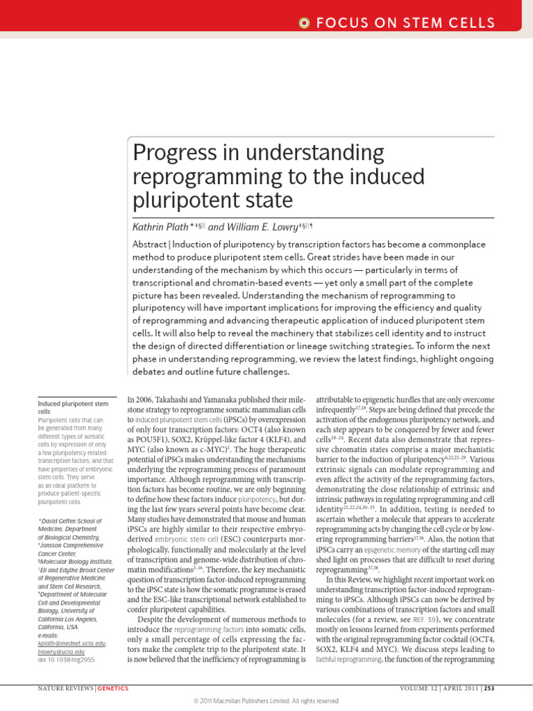 nrg2955 | PDF | Cell Potency | Stem Cell
