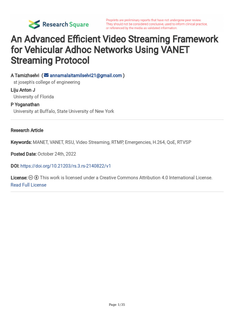 An Advanced Efficient Video Streaming Framework Fo | PDF | Computer Network | Wireless Ad Hoc ...