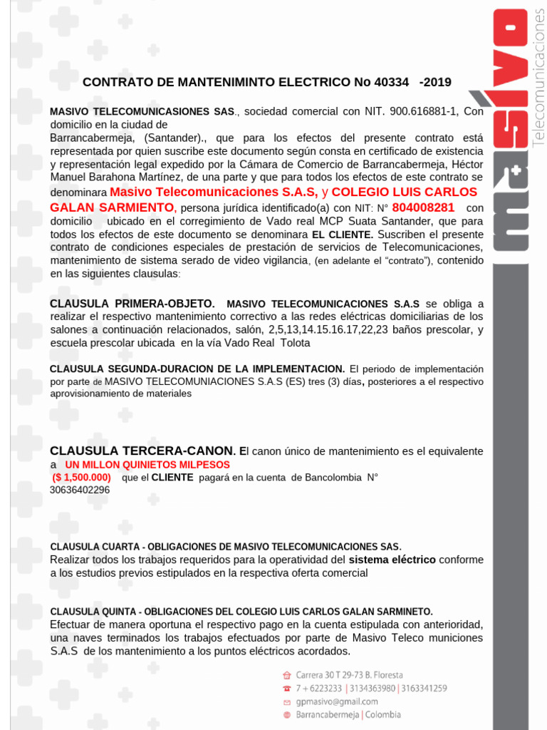 006 Contrato Manteniminto Electrico | PDF