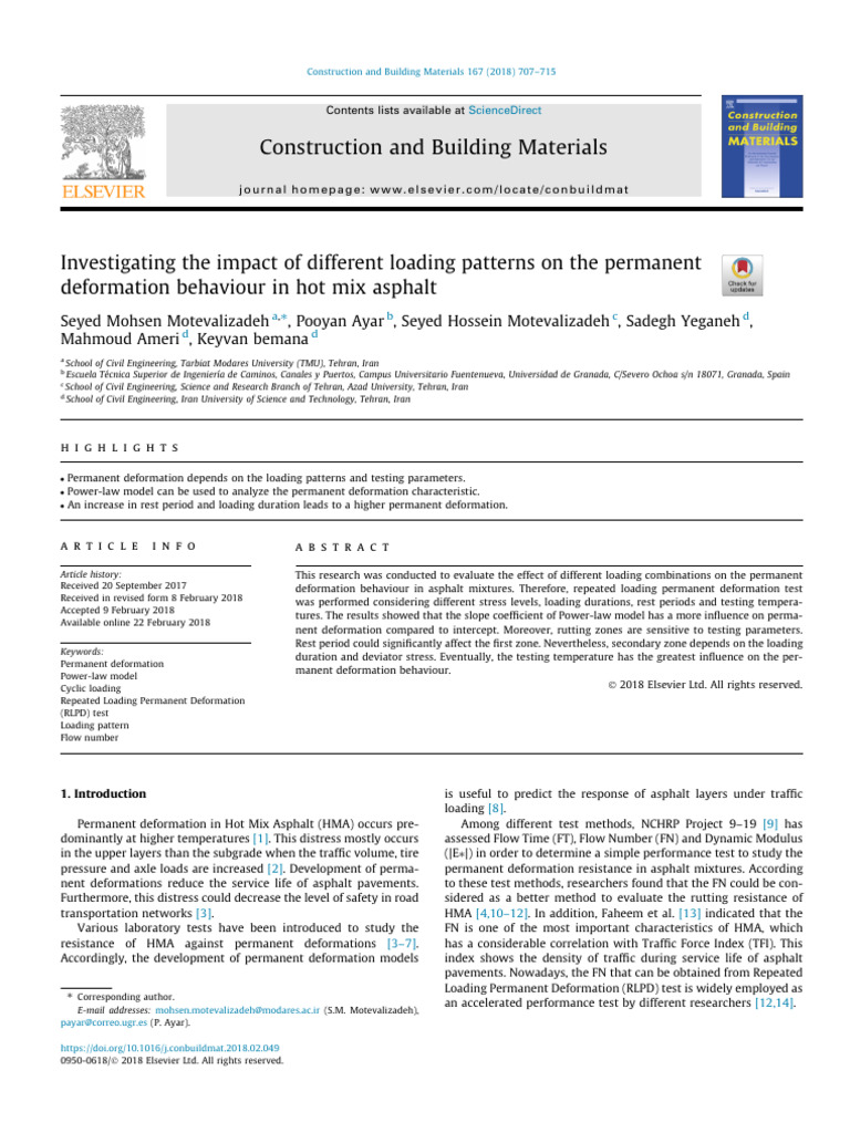 Investigating The Impact of Different Loading Patterns On The Permanent ...