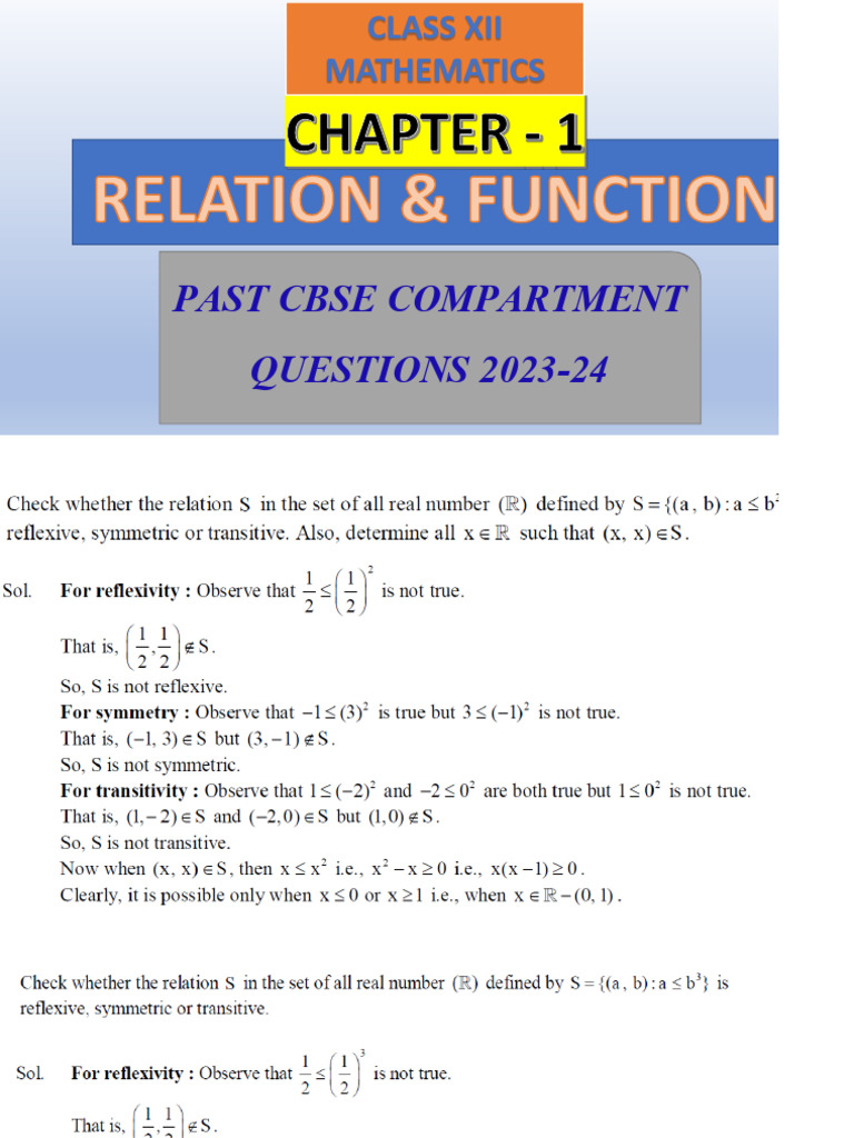 Relations & Functions For 2024-25 Examination | PDF | Educational Assessment And Evaluation ...