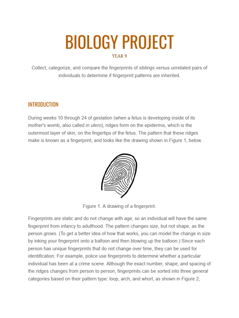 FINGER PRINT INHERITANCE | PDF | Fingerprint | Experiment