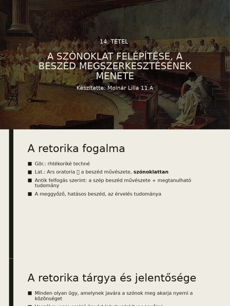 A Szónoklat Felépítése J A Beszéd Megszerkesztésének Menete | PDF