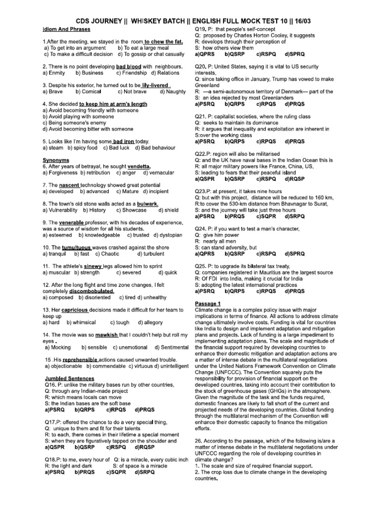 Cds Test 10 English | PDF