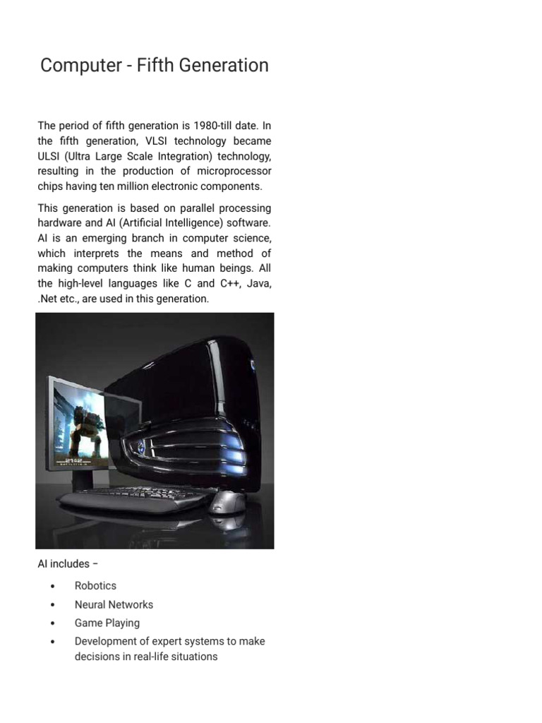 Basics ..Comp Gen Fifth Gen | PDF