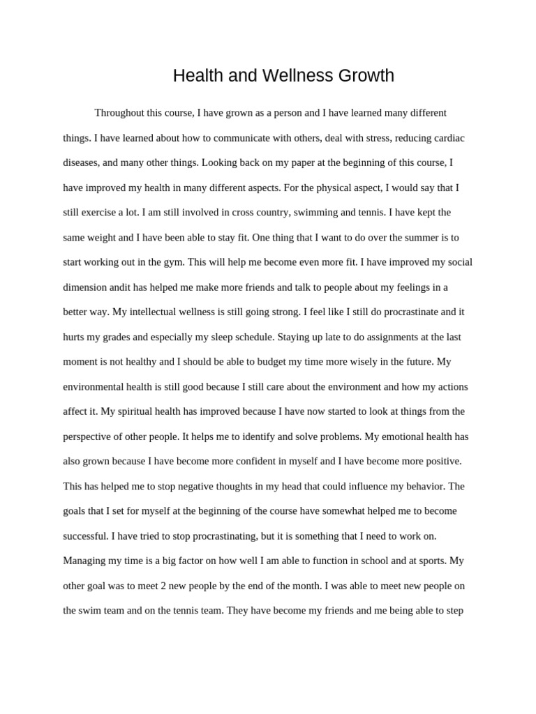 Health and Wellness Growth | PDF | Psychology | Psychological Concepts