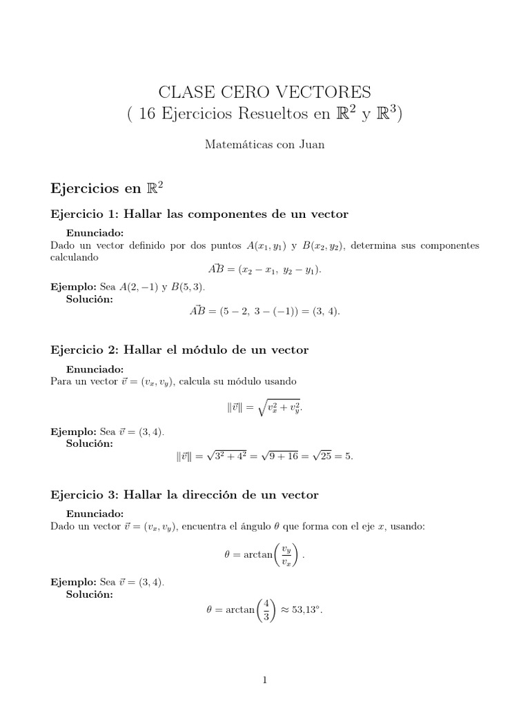 Clase 0 de vectores. Matemáticas con Juan | PDF | Vector Euclidiano | Álgebra abstracta