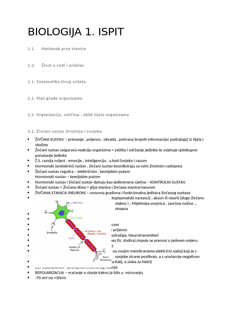 BIOLOGIJA 1 | PDF