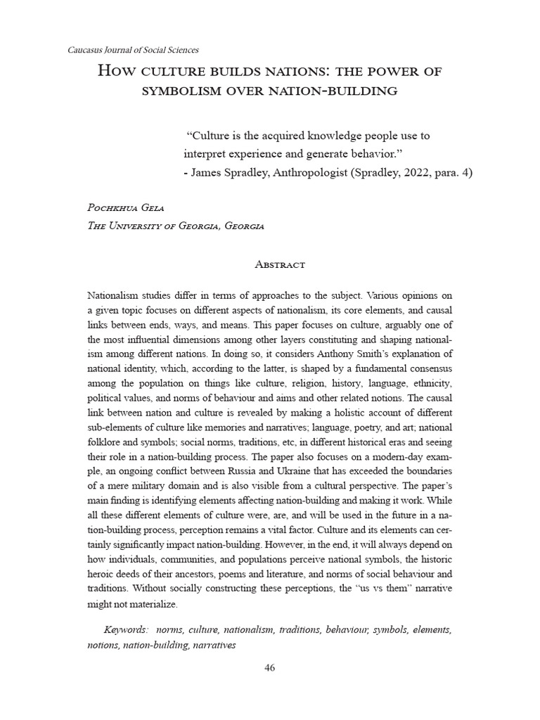 Culture's Role in Nation-Building | PDF | Nationalism | Nation