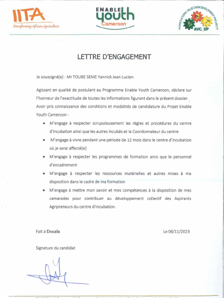 LETTRE D'Engagement | PDF