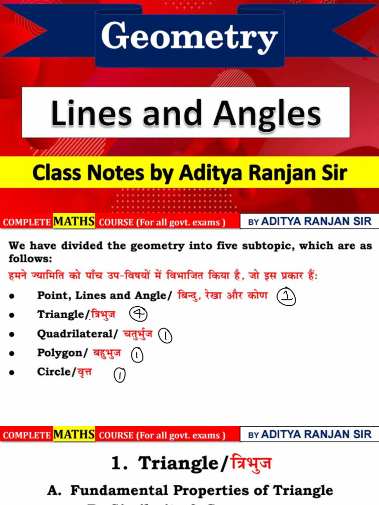 Lines Angles Class Notes | PDF