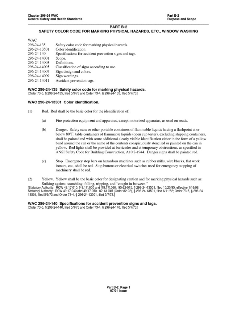 Safety Standards for Marking Physical Hazards and Specifications for ...