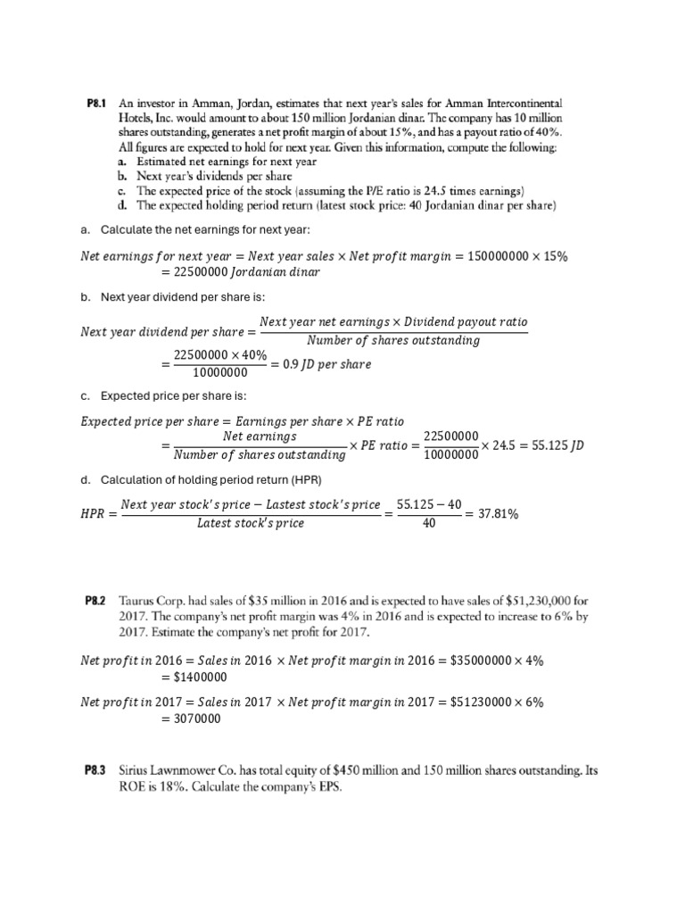 FIN340 Final Review Excercises | PDF | Interest | Dividend