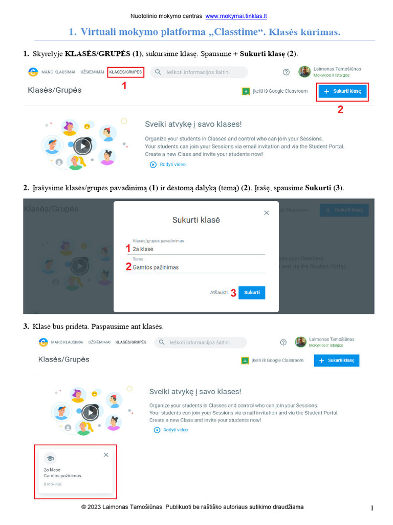 Classtime. Darbas Su Klase | PDF