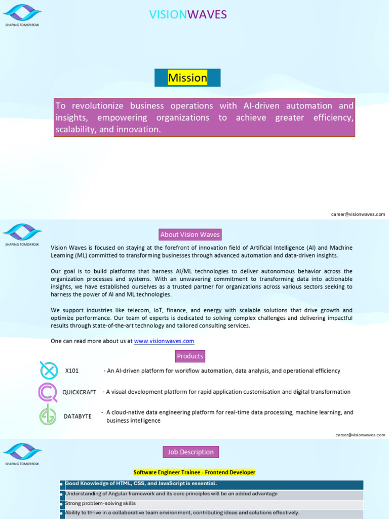 Visionwaves - Fresh Grad - Criteria, Procedure & JD | PDF | Artificial ...