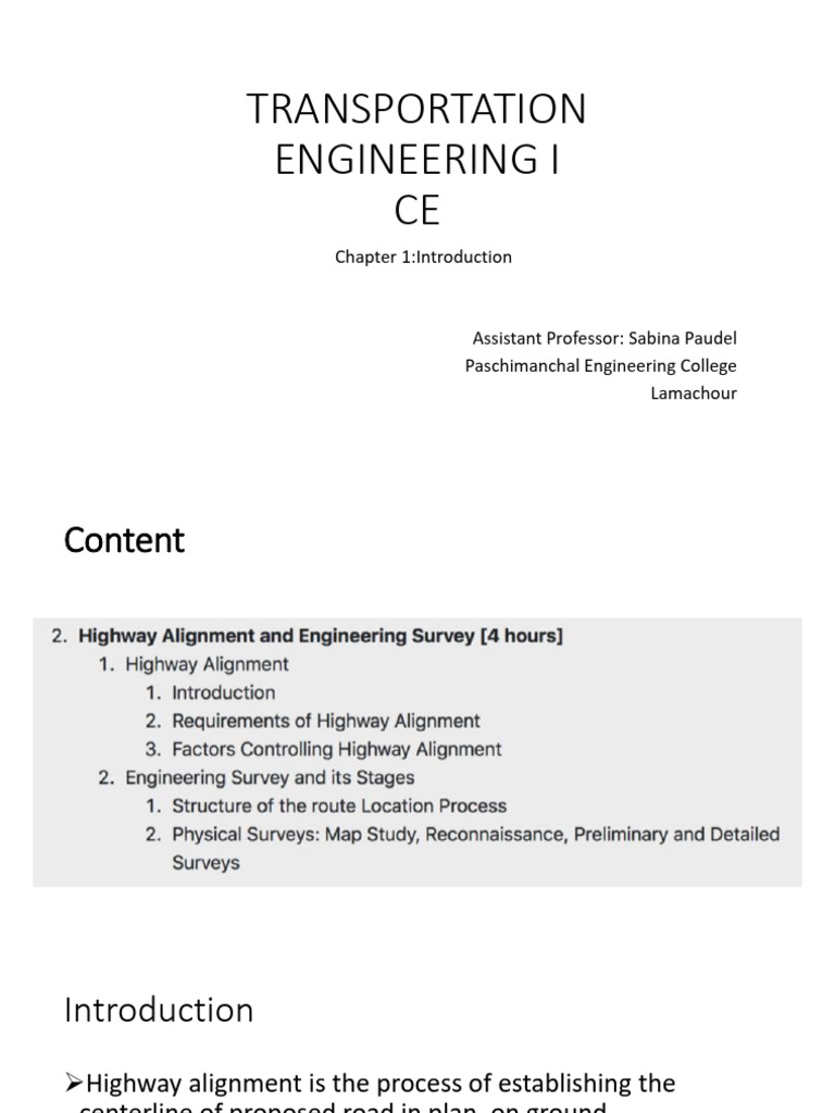 Highway Alignment Design Overview | PDF | Surveying | Road