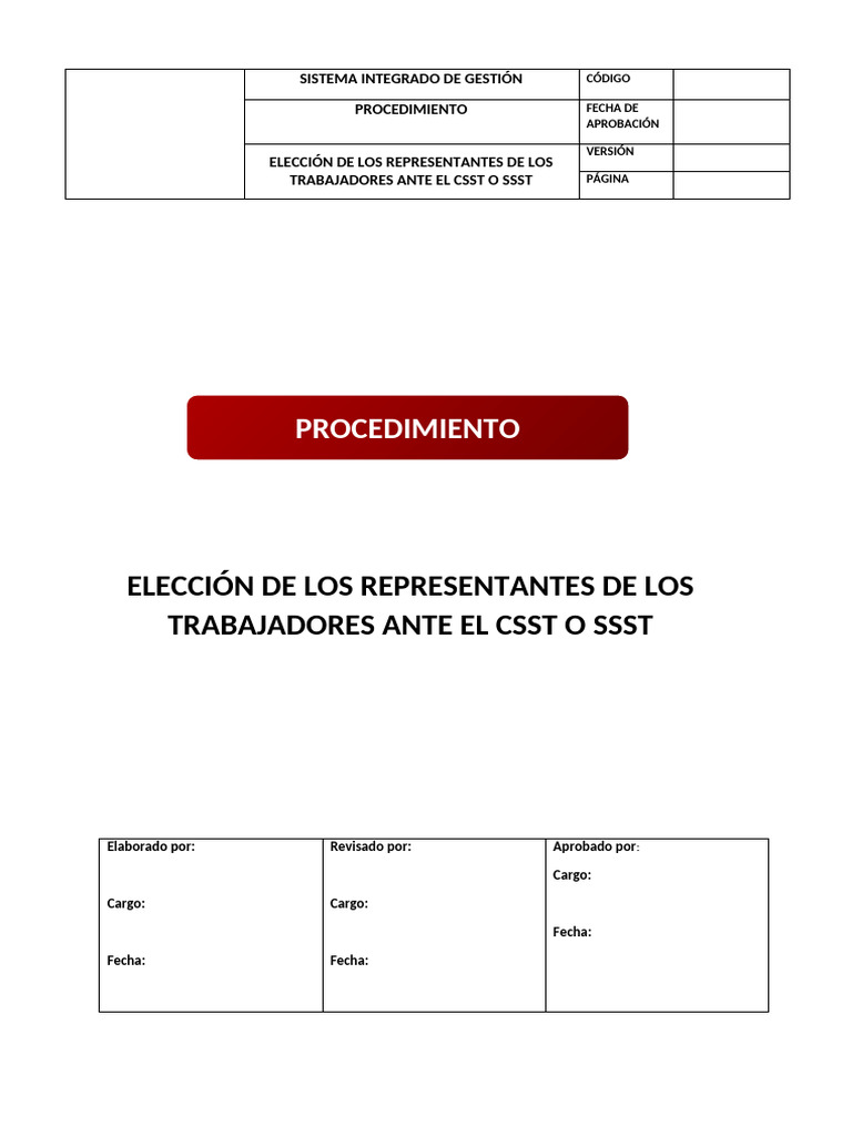Elección de Representantes CSST/SSST | PDF | Votación | Elecciones