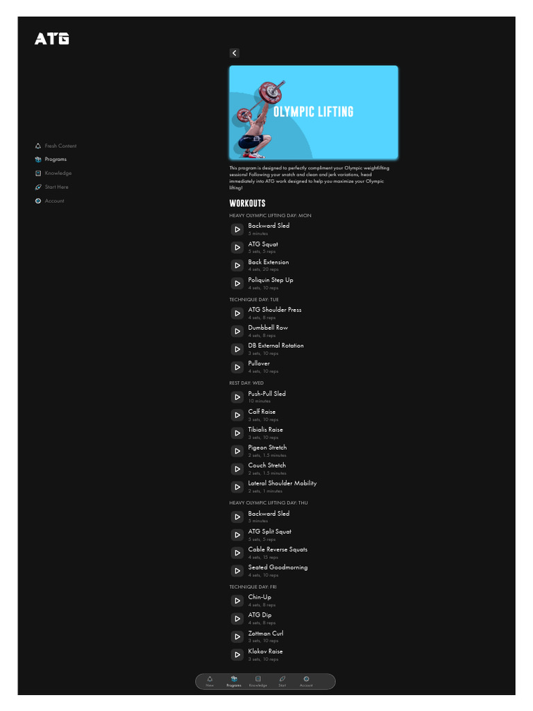 Programs - Olympic Lifting - ATG Members | PDF | Individual Sports | Athletic Sports