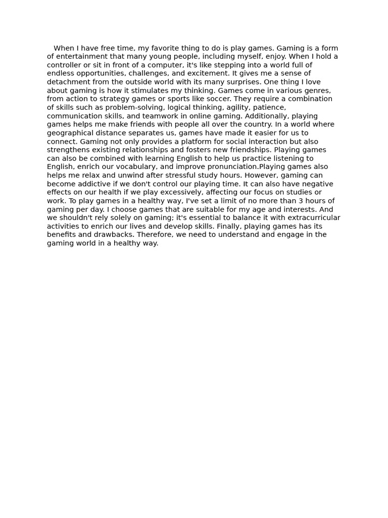 TA2 - Playing Game in Free Time | PDF