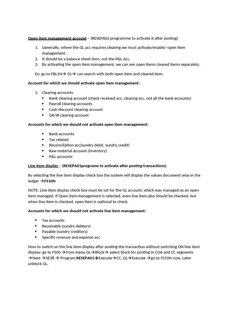 Open Item Management Account Setup Guide | PDF