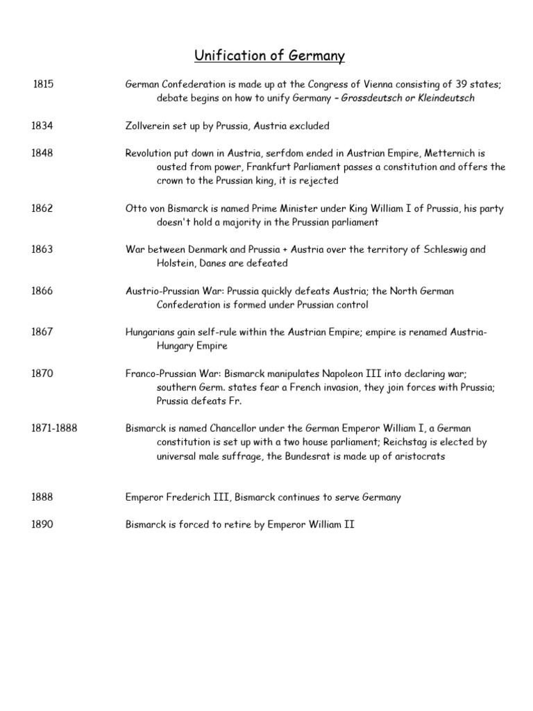 Steps to German Unification | PDF
