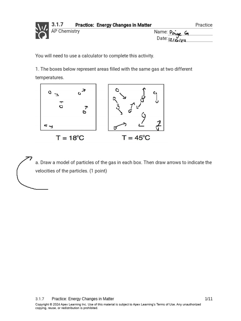 3.1.7 Practice - Energy Changes in Matter (Practice) | PDF ...