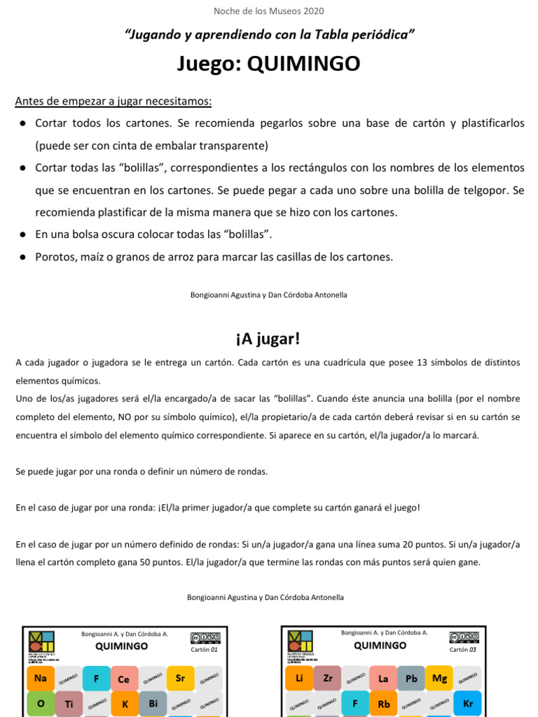 Quimingo - Jugando y Aprendiendo Con La Tabla Periodica | PDF | Redox ...