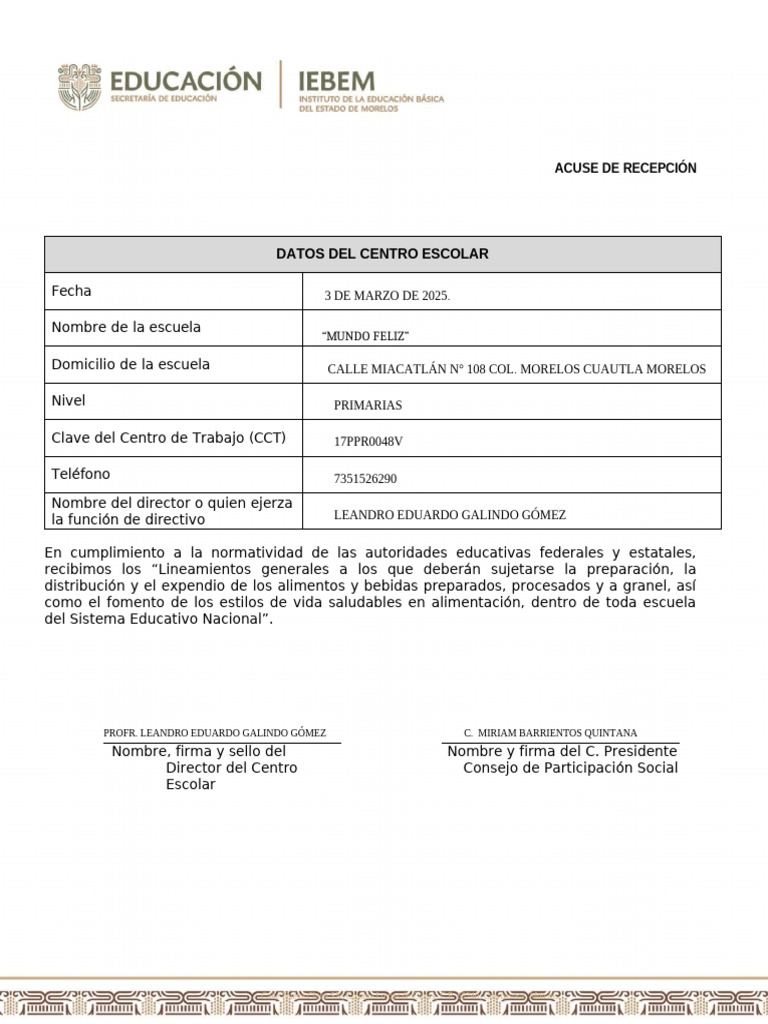 Acuse de Recepción | PDF