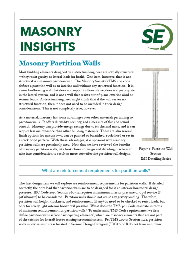 MASONRY Insights - Partition Walls | PDF | Masonry | Wall