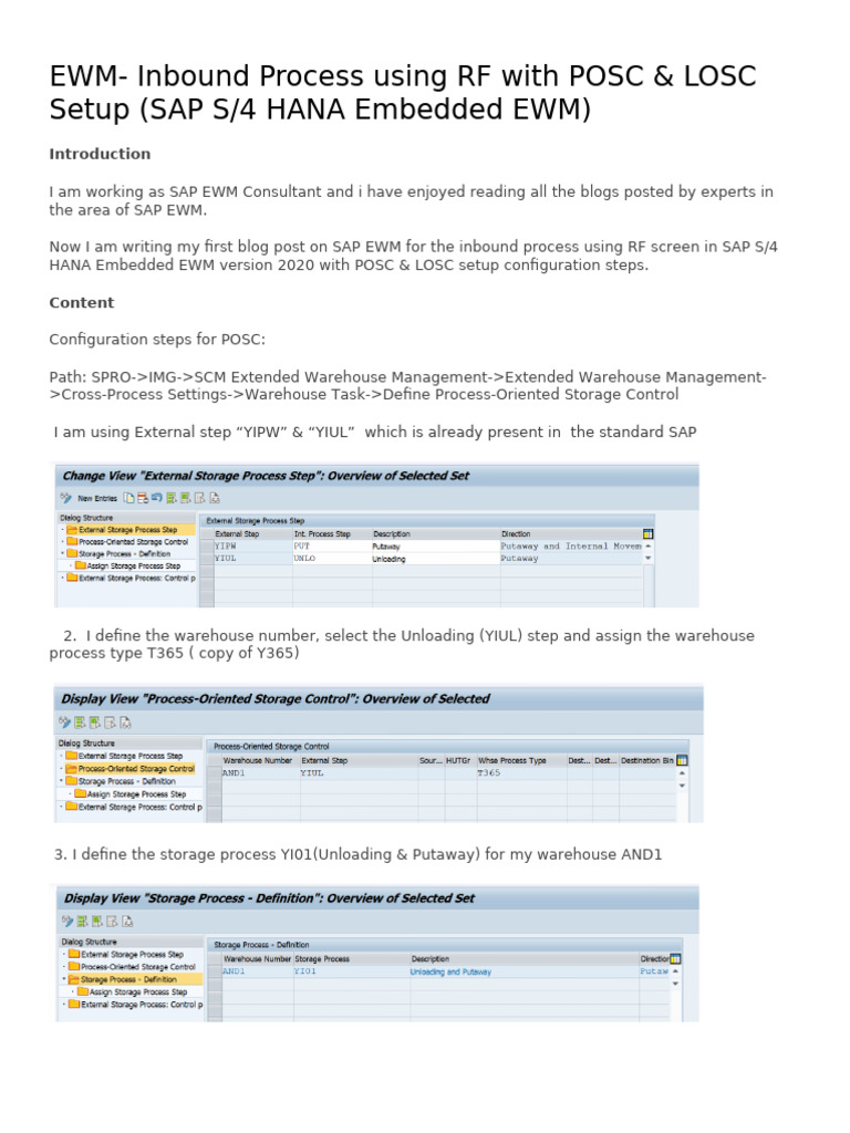 EWM-Inbound Process Using RF With POSC & LOSC Setup | PDF | Warehouse | Computing