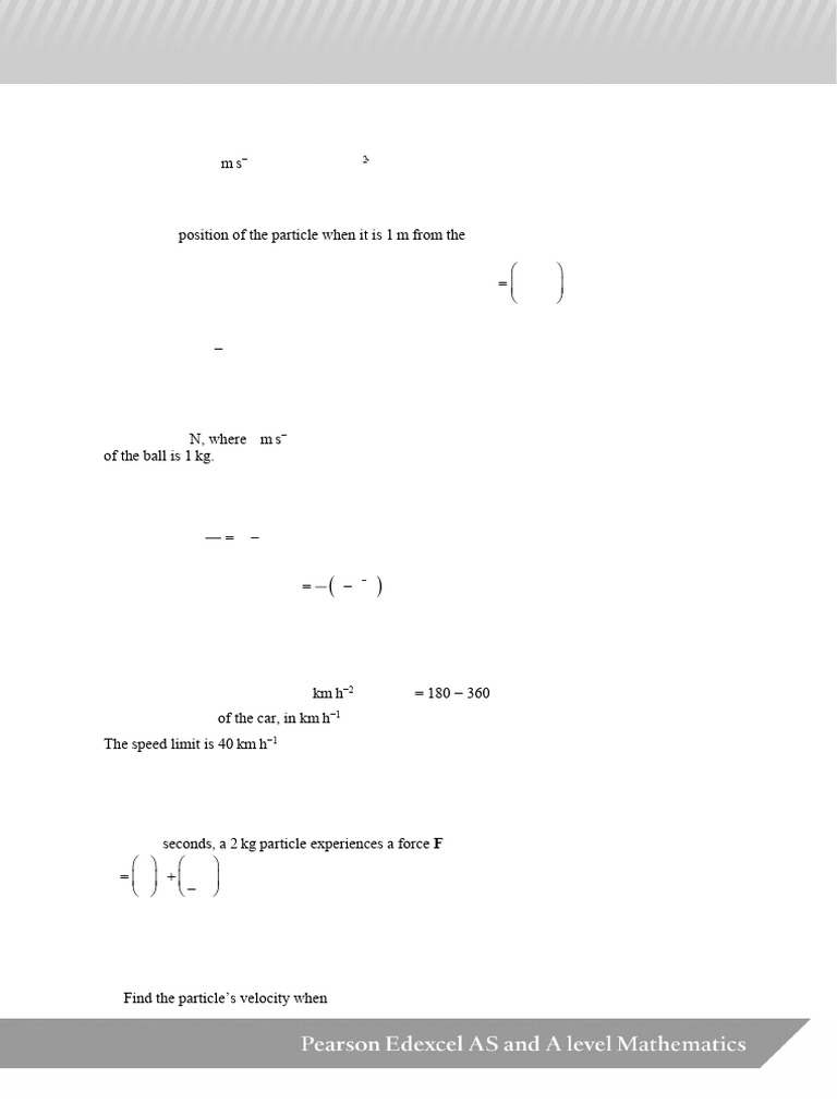AL Maths Mechanics Unit 8 Test+MS | PDF | Kinematics | Force