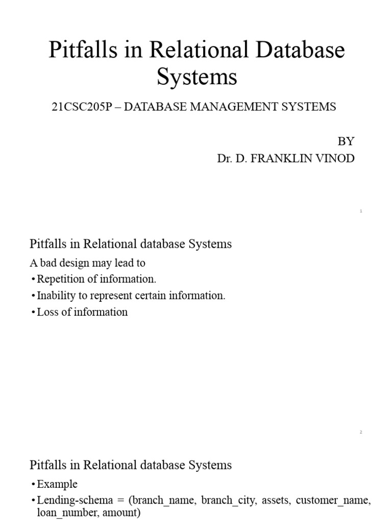 2.2 - Pitfalls in Relational Database Systems | PDF | Relational Model | Relational Database