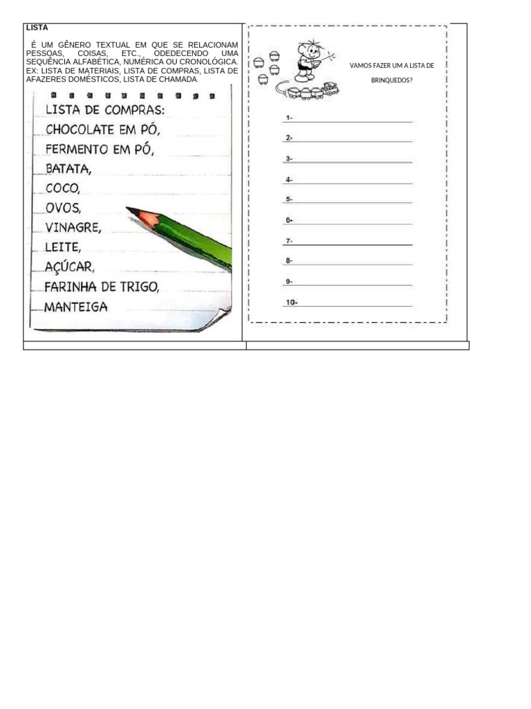 Tipos de Listas e Exemplos Práticos | PDF