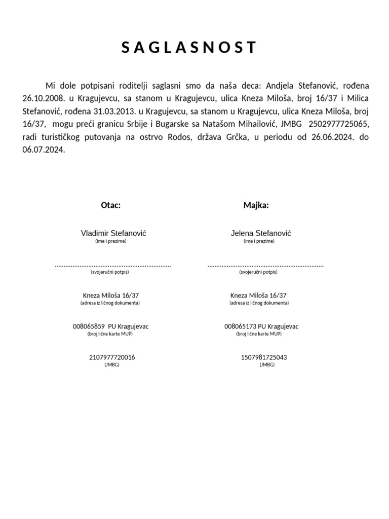 Obrazac-saglasnosti-roditelja | PDF