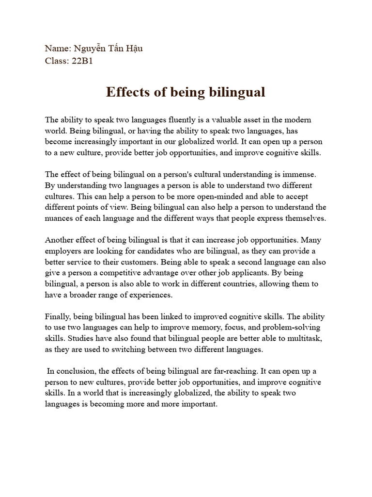 Effects of Being Bilingual | PDF