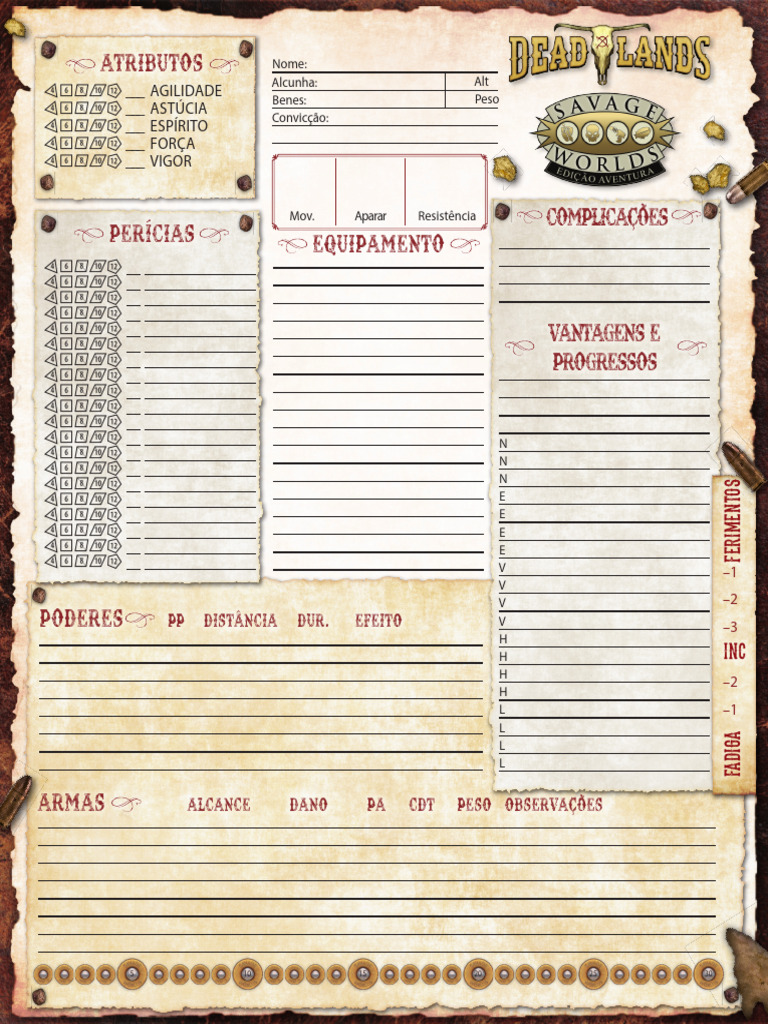SWADE - Deadlands - Ficha de Personagem | PDF