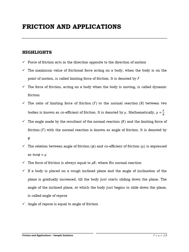 friction examples | PDF | Force | Friction