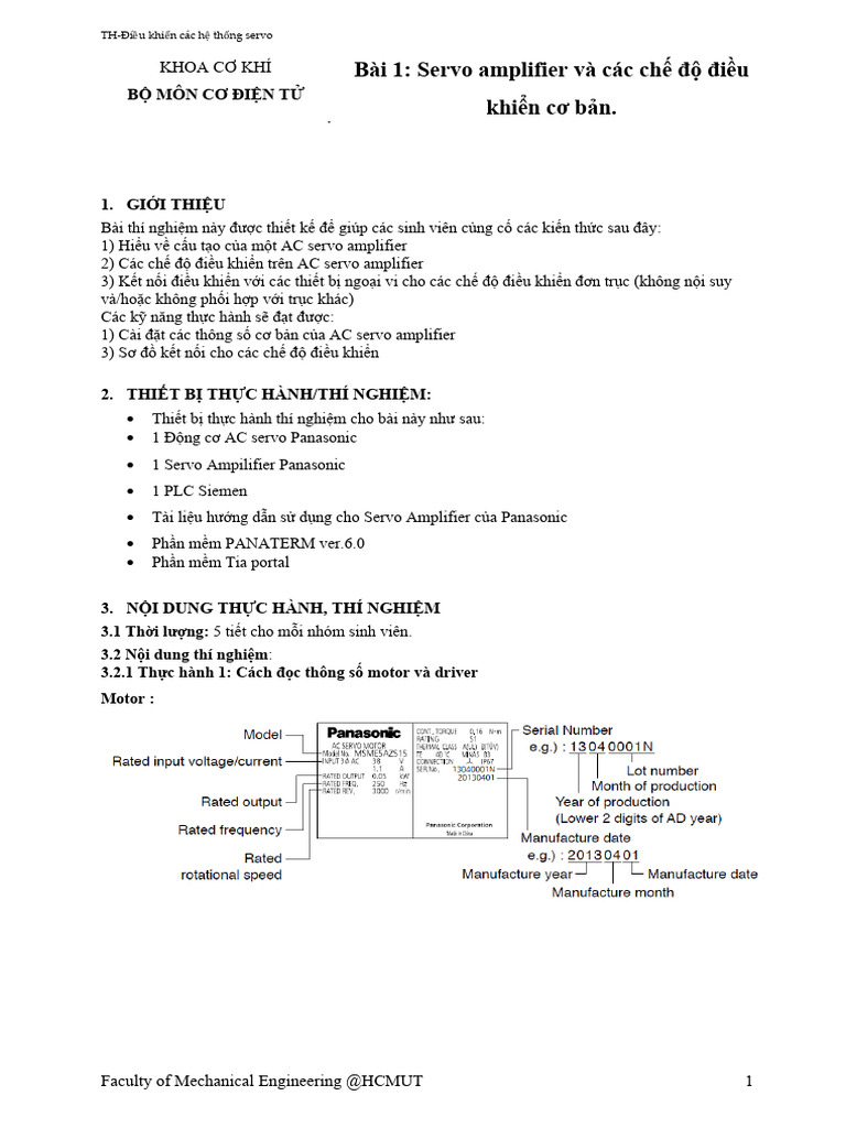 Bài1 - Servo Amplifier Và Các Chế Độ Điều Khiển Cơ Bản - Ver2 | PDF