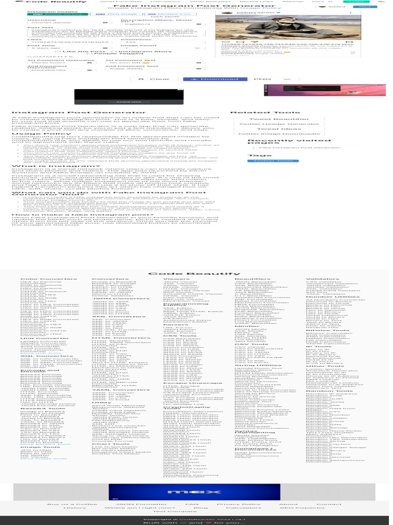 Fake Instagram Post Generator Online | PDF | Json | Xml