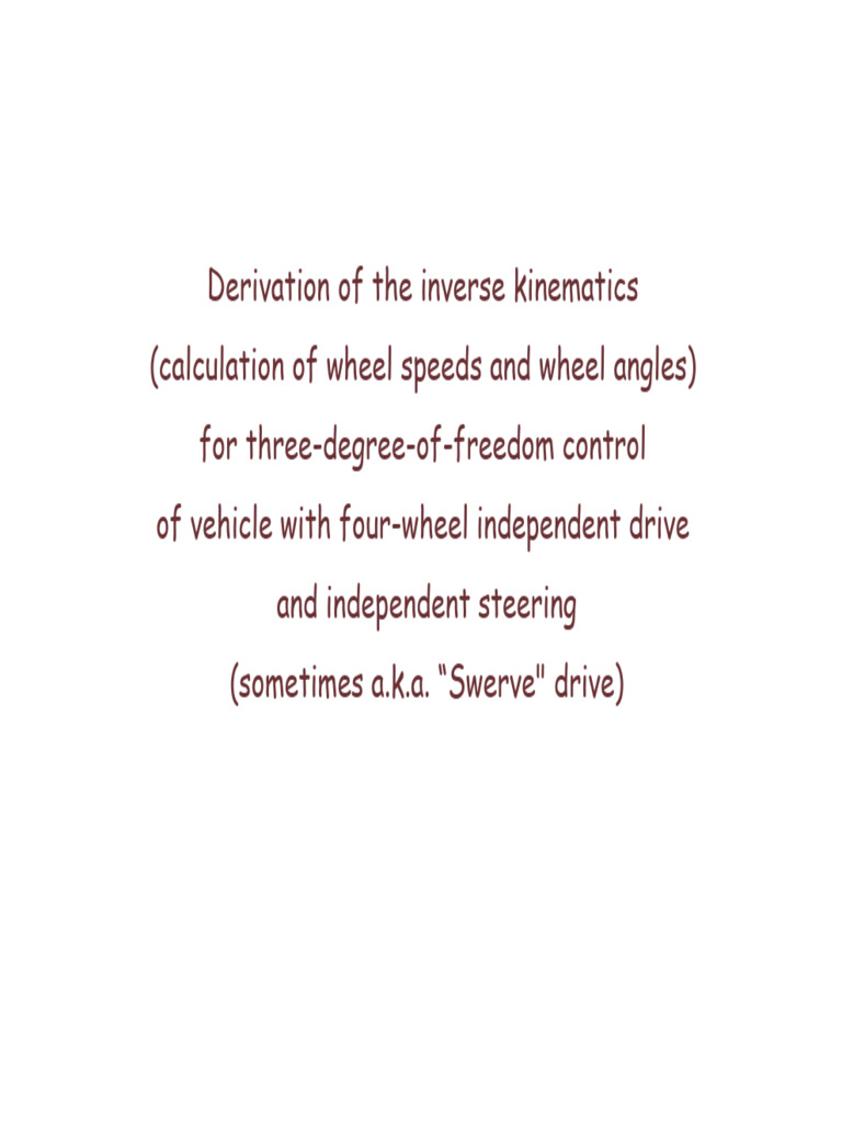 Inverse Kinematics for Swerve Drive | PDF | Kinematics | Rotation