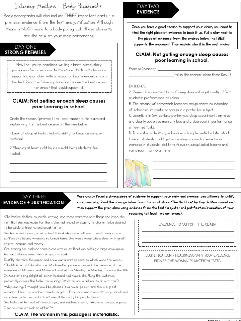 Week 10 Bellringers - Literary Analysis Body Paragraphs | PDF | Sleep | Reason