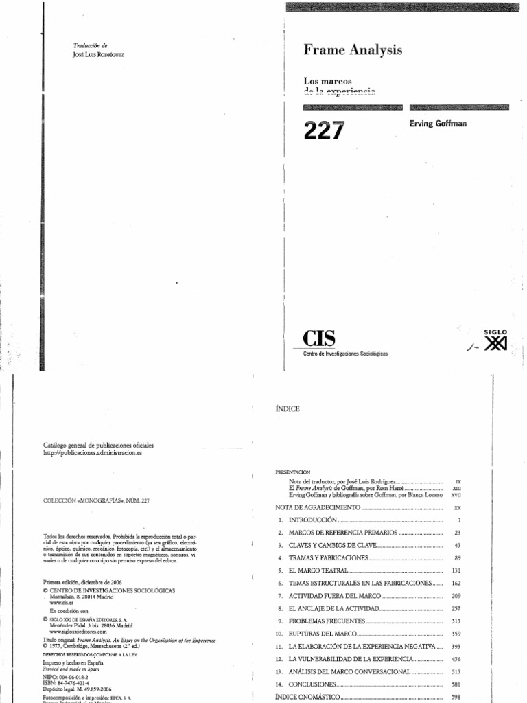 Goffman, Introducción en Frame Analysis | PDF | Realidad | Verdad