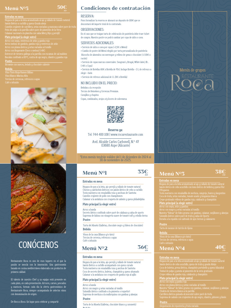 Tríptico Menús de Grupos Restaurante Roca (1) | PDF | Cocina española ...