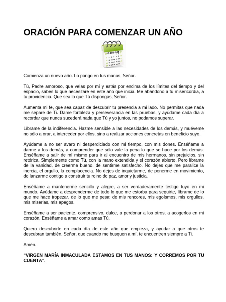 Oración para Comenzar Un Año | PDF