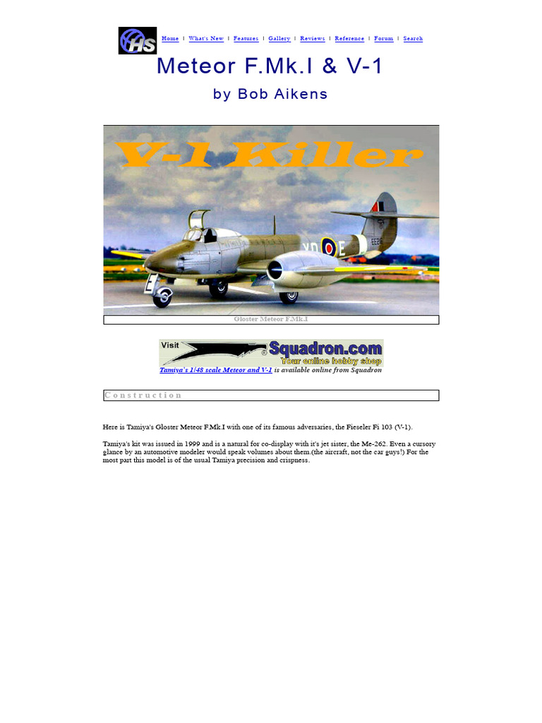 plasti - gloster meteor f.mk.i and v-1 by bob aikens (tamiya 1_48) | PDF