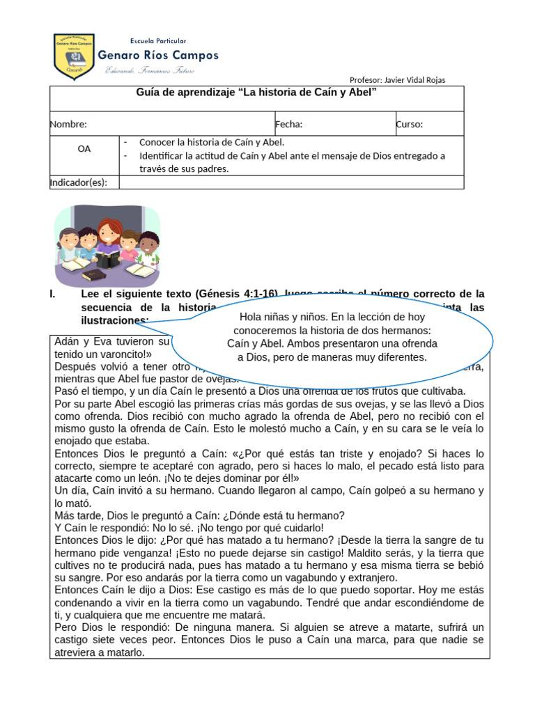 Historia de Caín y Abel: Lección y Reflexión | PDF
